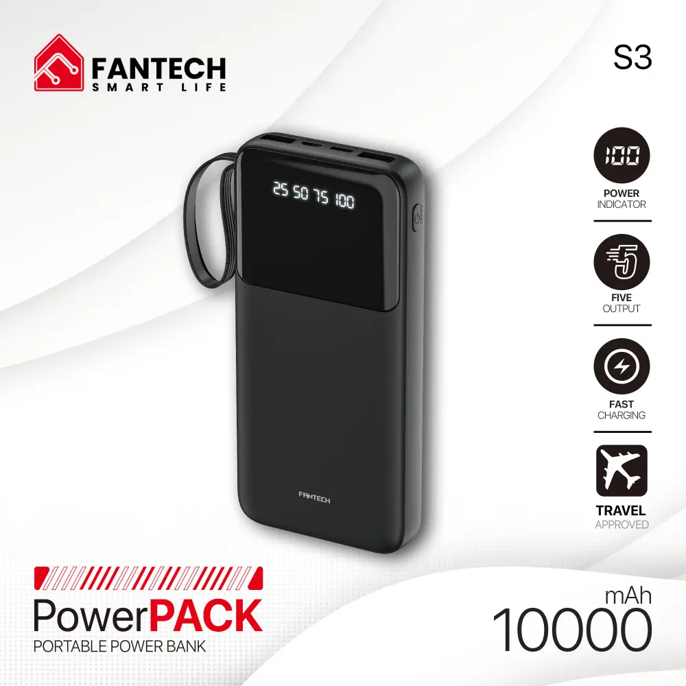 Power bank Prenosiva baterija Fantech S3 10000mAh, 10W crni