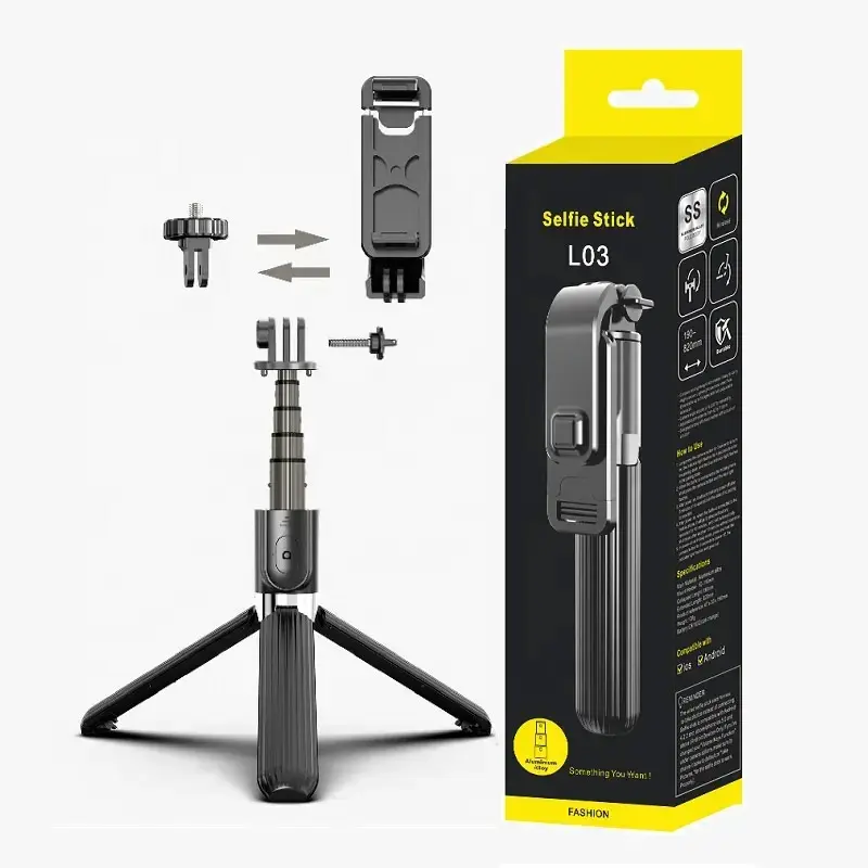 Stativ Tripod Wireless + Selfie Stick L03 (190-830mm) crni