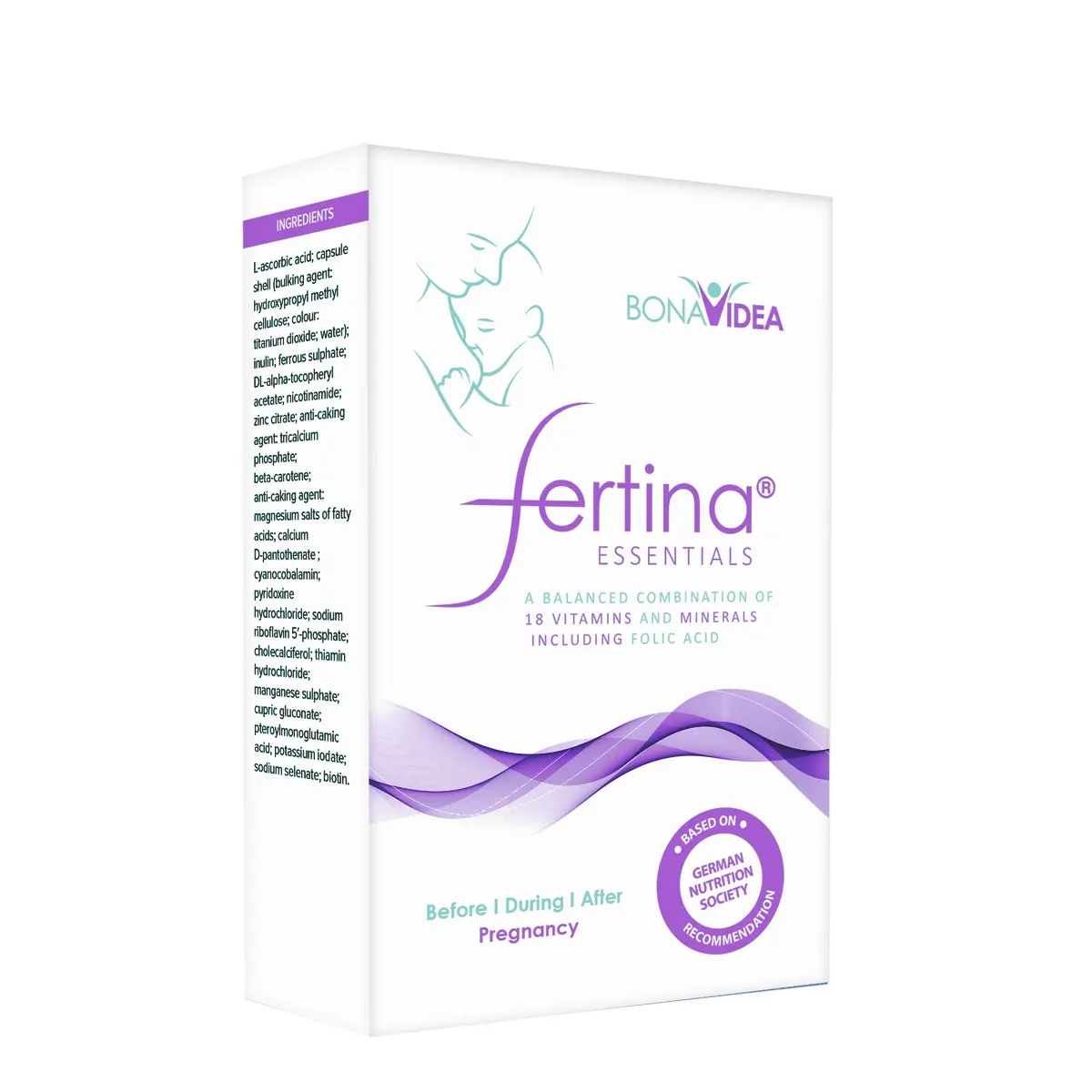 BONAVIDEA Fertina Essentials Kompleks za žene pre trudnoće i u prvih 3 meseca trudnoće, 30 kapsula