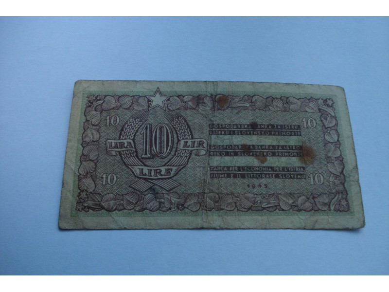 GOSPODRASKA BANKA ZA ISTRU , SLOVENIJU ... 10 DIN- 1945