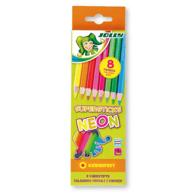 Jolly Drvene bojice Neon 3000 0448, 8 komada