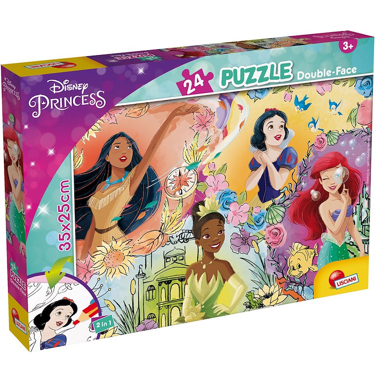 Slagalica Lisciani 24pcs Disney Princesse 2u1 složi i oboji 104857