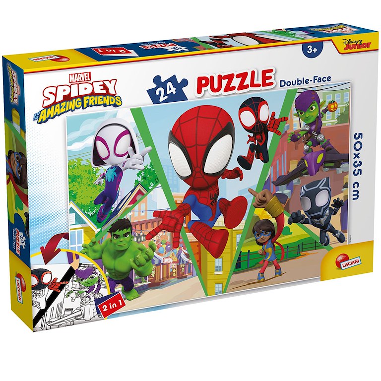 Slagalica Lisciani 24pcs Marvel Spidey 2u1 složi i oboji 99672