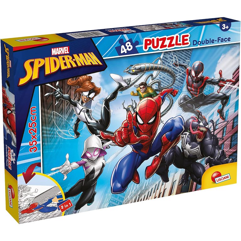 Slagalica Lisciani 48pcs Marvel Spiderman 2u1 složi i oboji 99627