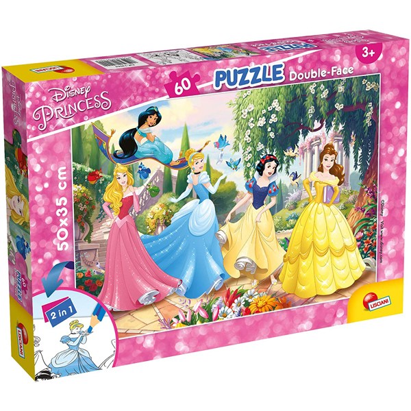 Slagalica Lisciani 60pcs Disney Princess 2u1 složi i oboji 74044