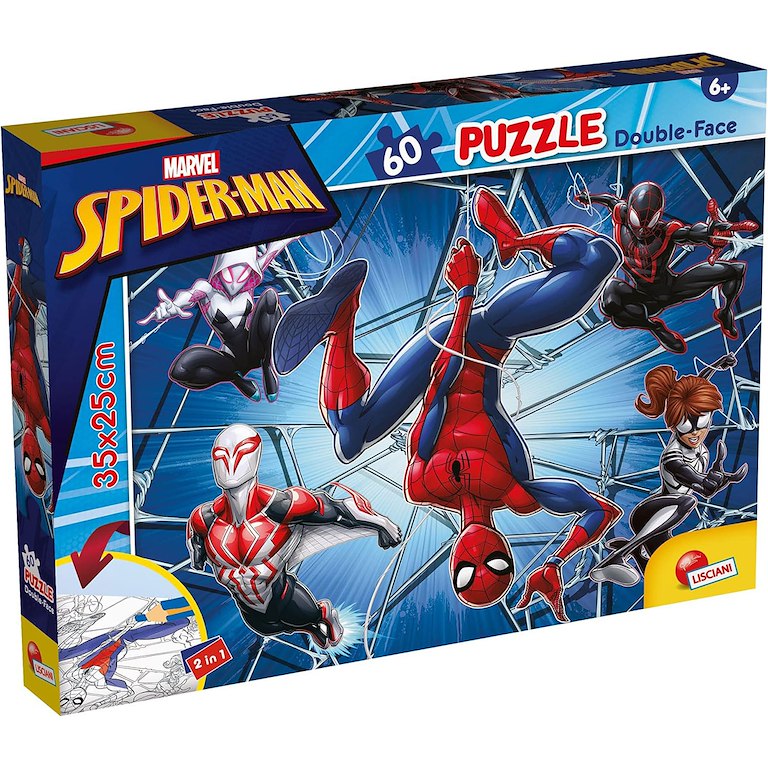 Slagalica Lisciani 60pcs Marvel Spiderman 2u1 složi i oboji 99634