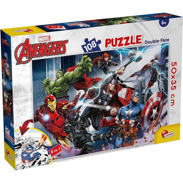 Slagalica Lisciani 108pcs Marvel Avengers 2u1 složi i oboji 99719