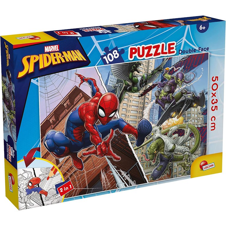 Slagalica Lisciani 108pcs Marvel Spiderman 2u1 slozi i oboji 99702