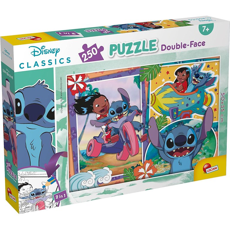 Slagalica Lisciani 250pcs Lilo & Stitch 2u1 složi i oboji 105823