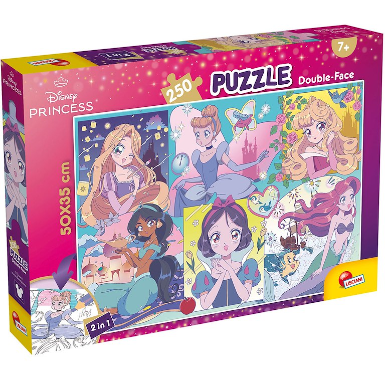 Slagalica Lisciani 250pcs Princess Manga slagalice 2u1 složi I oboji 10972