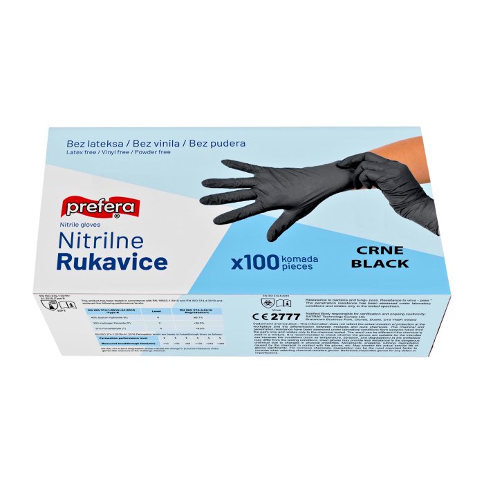 Nitrilne zaštitne rukavice L - crne 1/100 Prefra