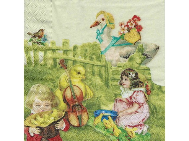 Salveta K2_052 -33x33 Devojčica Nostalgija Guska Pilići