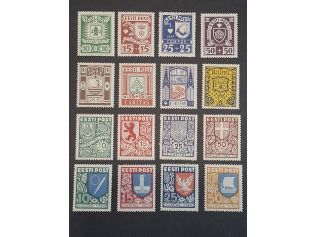 Estonija grbovi Caritas 1937-1940 */** 4x kompl ser