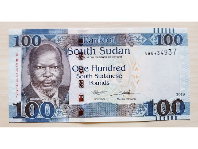 Juzni Sudan 100 funti. Unc, 2019 godina