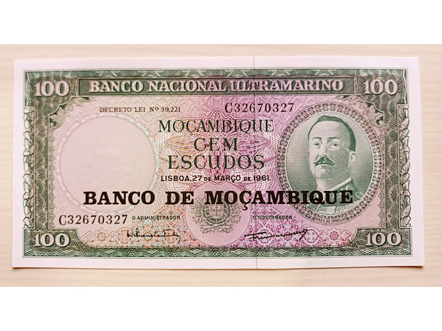 Mozambik 100 escudos. Unc, 1961 godina