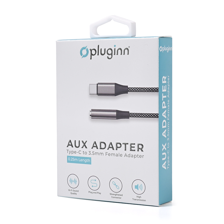 Adapter Pluginn AUX Z na Type C 0.25m crni