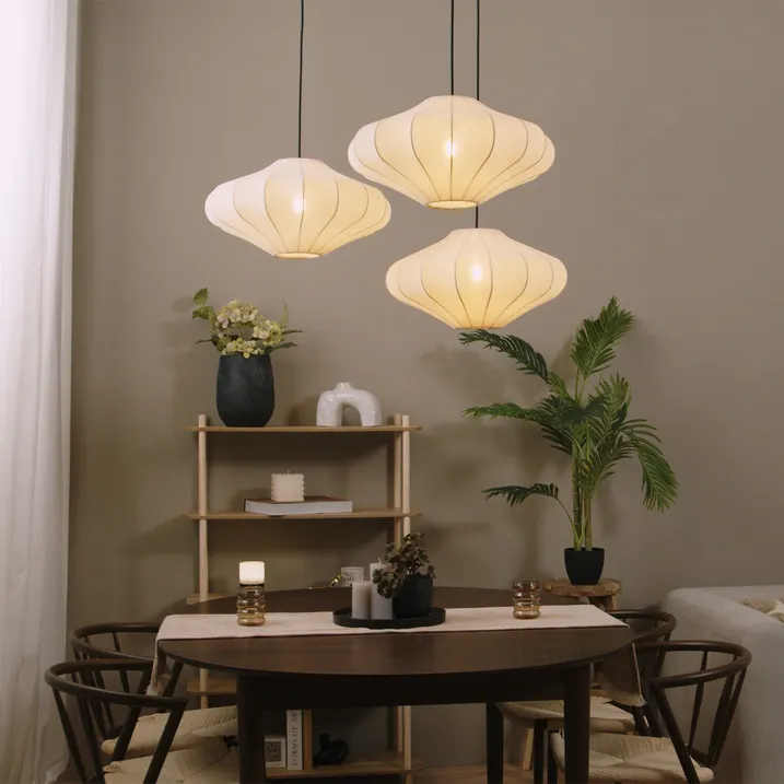 Japandi viseća lampa bež 50cm 3-svetla - Plu