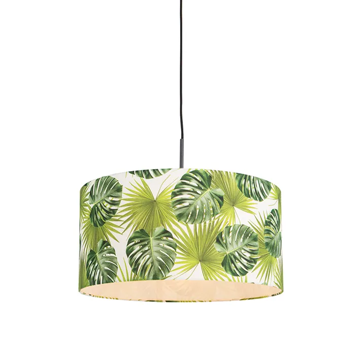 Botanički luster crne boje sa nijansom u obliku lista 50cm - Combi 1