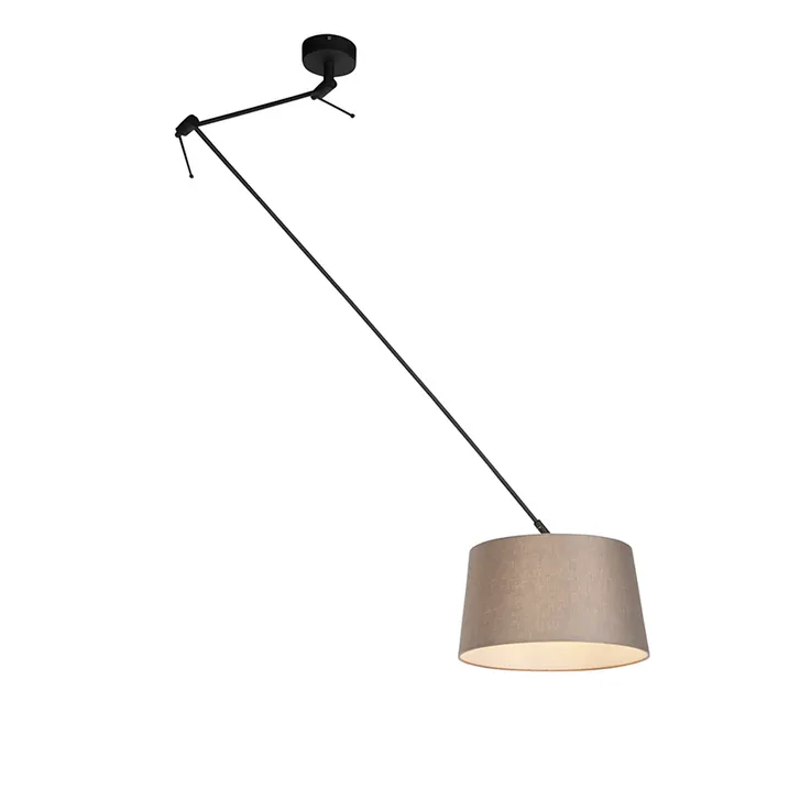 Zidna lampa crna sa platnenom nijansom taupe 35 cm - Blitz