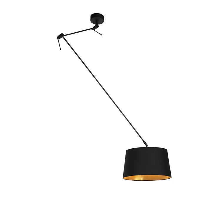 Zidna lampa crna sa crnom i zlatnom platnenom lampom 35 cm - Blitz
