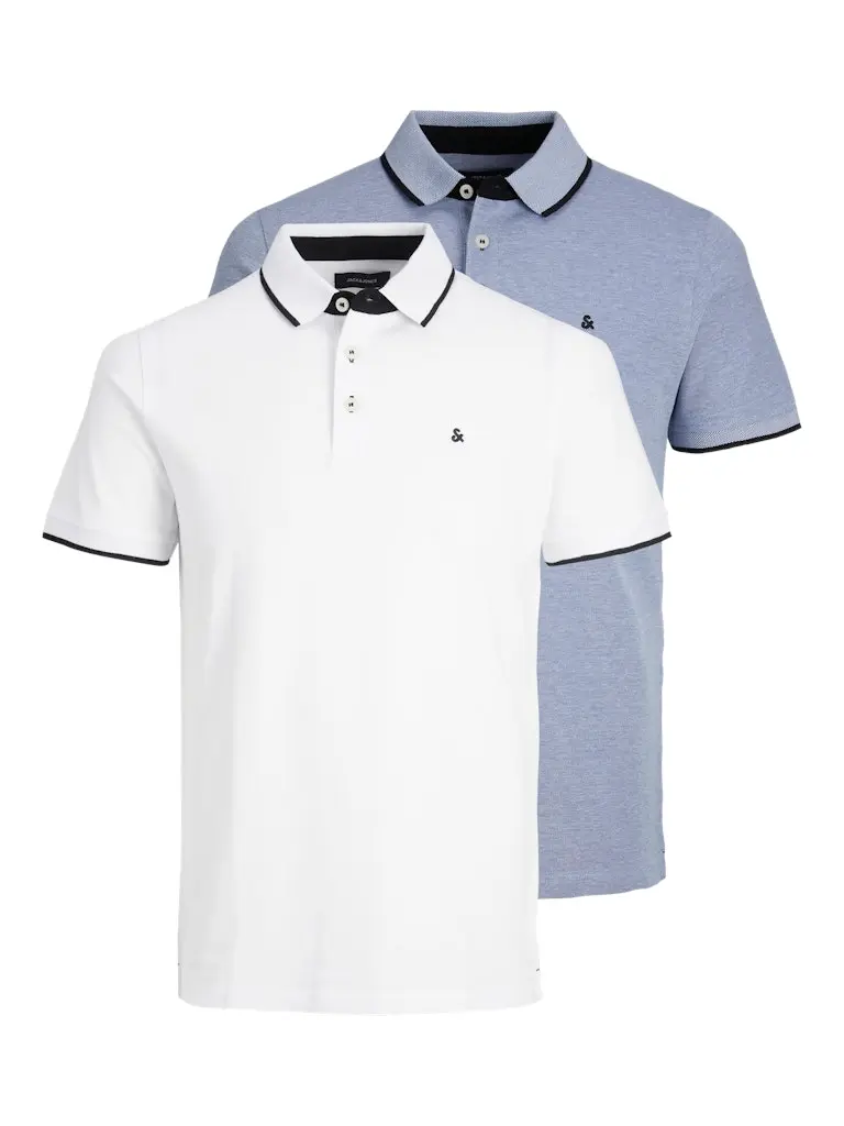 JACK & JONES Set muških majica 12191216, 2 komada, Bela i plava