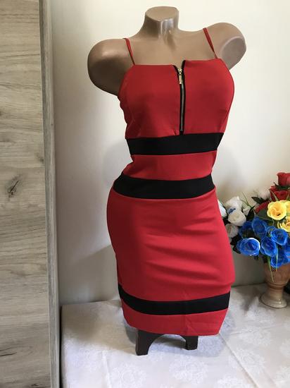 Crvena haljine 3 crne pruge S/M