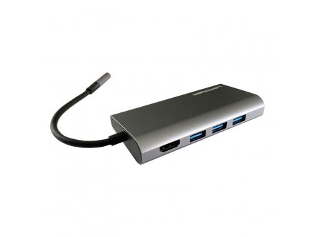 LC POWER LC-HUB-C-MULTI-5 USB Type C HUB card reader, charging, RJ45, HDMI anthracite/black
