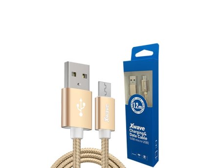 Xwave Kabl USB2.0 na Micro USB 1.2M,2A,aluminium,upleteni zlatni