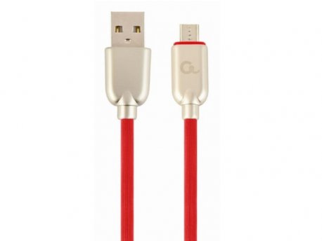GEMBIRD CC-USB2R-AMmBM-2M-R Premium rubber Micro-USB charging and data cable, 2m, red