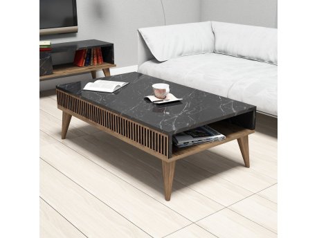 HANAH HOME Sto za dnevnu sobu Milan Walnut Black