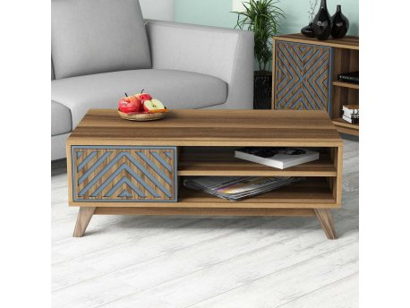 HANAH HOME Sto za dnevnu sobu Inci Walnut Blue