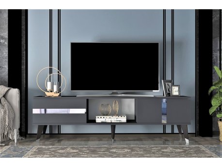 HANAH HOME TV polica Vania Anthracite Silver
