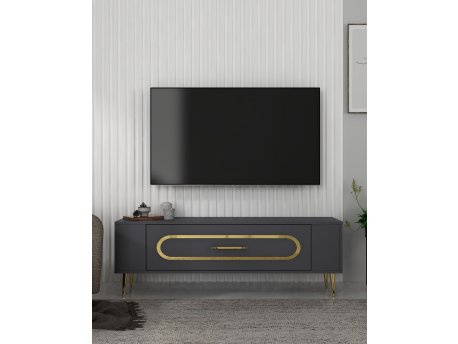 HANAH HOME TV polica Retrop3 Anthracite Gold