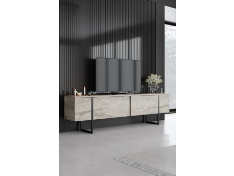 HANAH HOME TV polica Luxe Travertine Black