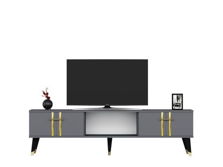 HANAH HOME TV polica Asel Anthracite Gold
