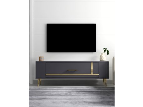 HANAH HOME TV polica Retrop1 Anthracite Gold