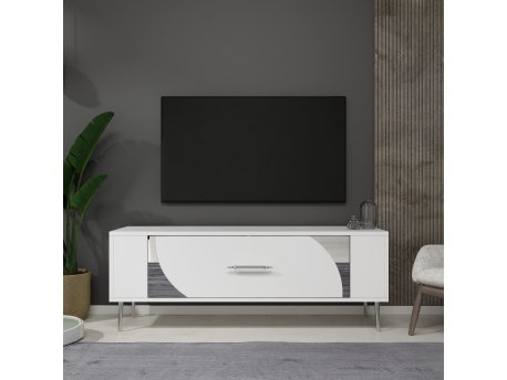 HANAH HOME TV polica Retrop2 White Silver