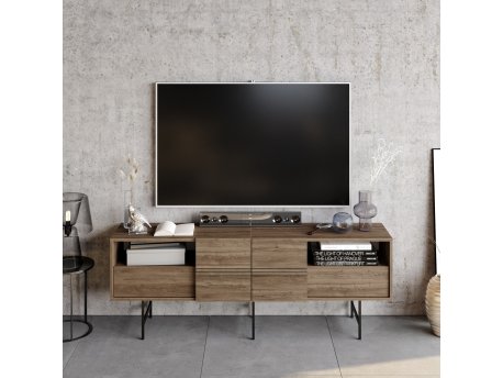 HANAH HOME TV polica Derin Walnut Black