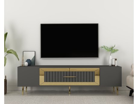 HANAH HOME TV polica Dekolp3 Anthracite Gold