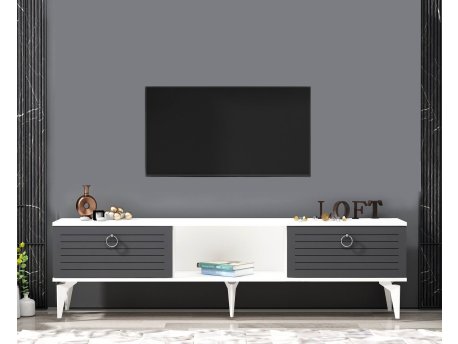 HANAH HOME TV polica Arona White Anthracite