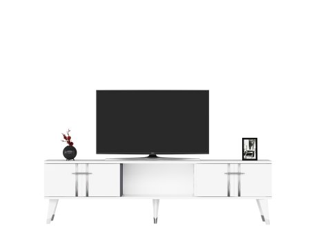 HANAH HOME TV polica Asel White Silver