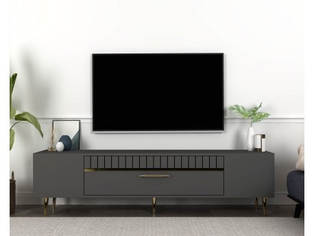 HANAH HOME TV polica Dekolp1 Anthracite Gold