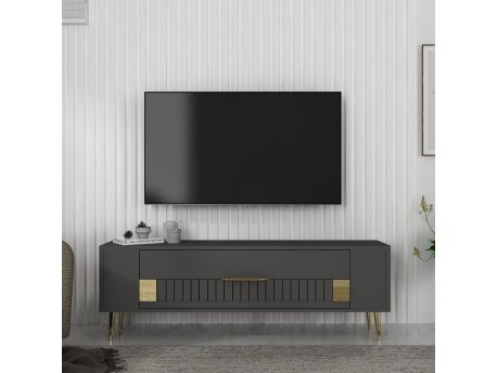 HANAH HOME TV polica Retrolp4 Anthracite Gold