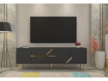 HANAH HOME TV polica Dekolp5 Anthracite Gold