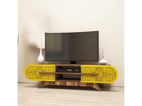 HANAH HOME TV polica Defne - Walnut Yellow