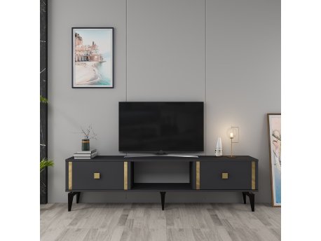 HANAH HOME TV polica Doruk Anthracite Gold