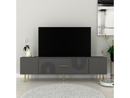HANAH HOME TV polica Dekol2 Anthracite Gold