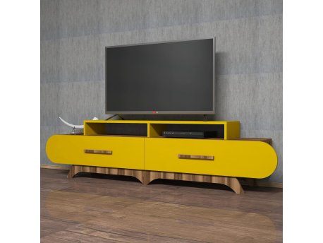 HANAH HOME TV polica Flora Walnut Yellow
