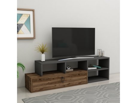 HANAH HOME TV polica Duru Light Walnut Anthracite