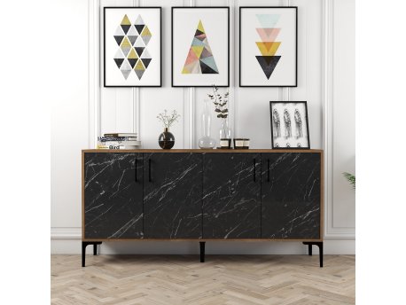 HANAH HOME Komoda Kiev 160 Walnut Black Marble
